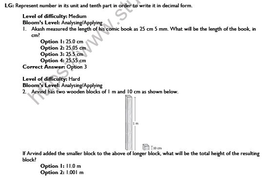 CBSE Class 6 Maths Decimals Worksheet Set A
